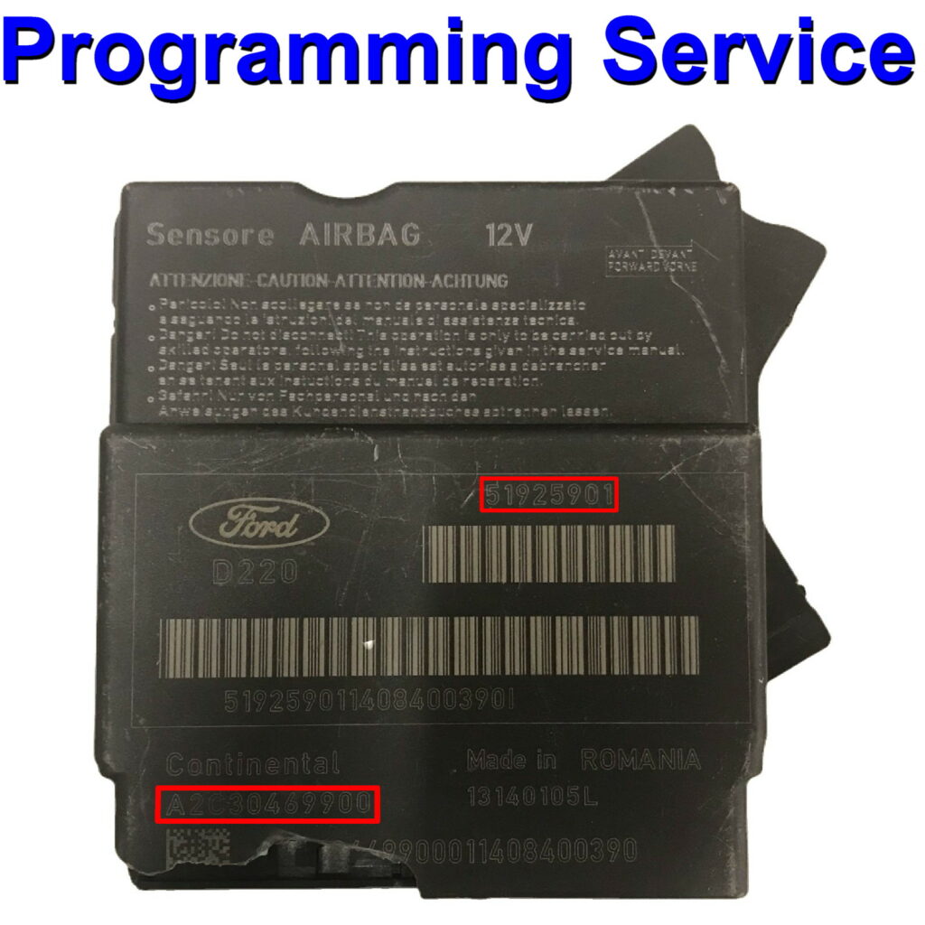 Ford Ka Airbag ECU Continental A2C30469900 | 51925901 - Programming ...
