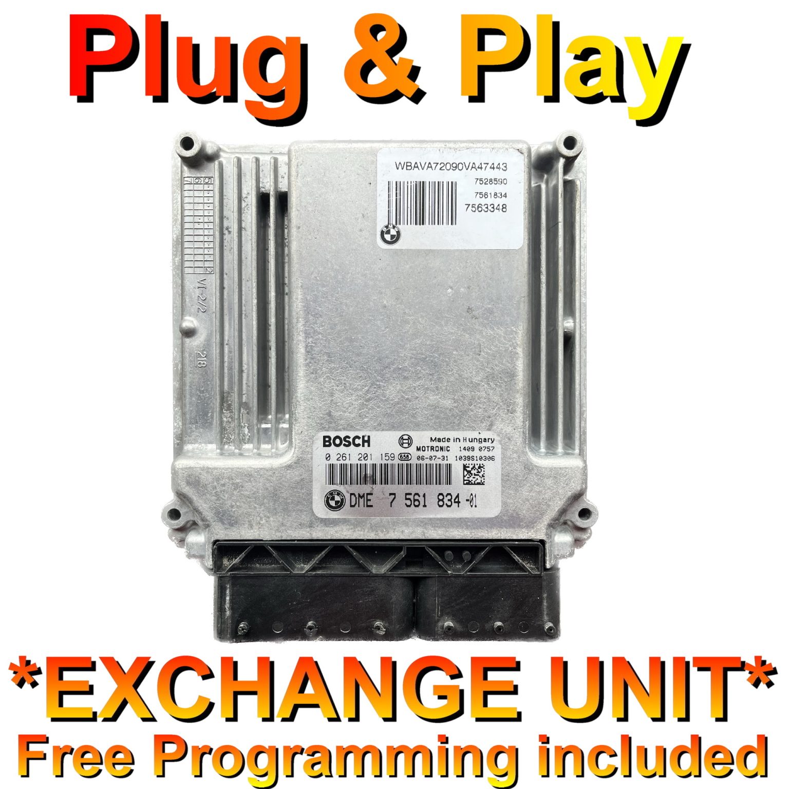 BMW ECU Bosch 0261201159 | DME 7 | DME7561834 | Plug+Play Exchange unit ...