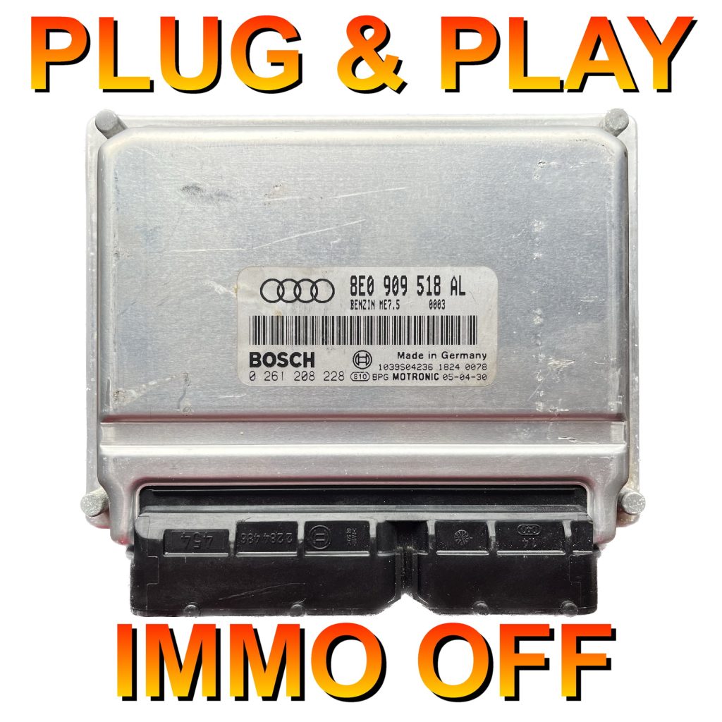 Audi A4 1.8T ECU Bosch 0261208228 | 8E0909518AL | ME7.5 | Plug+Play Immo off 'Free running' Buy Now