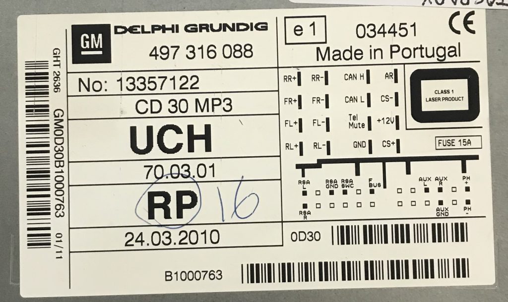 Vauxhall Opel CD30 / CD30-MP3 Delphi / Grundig Stereo Programming ...