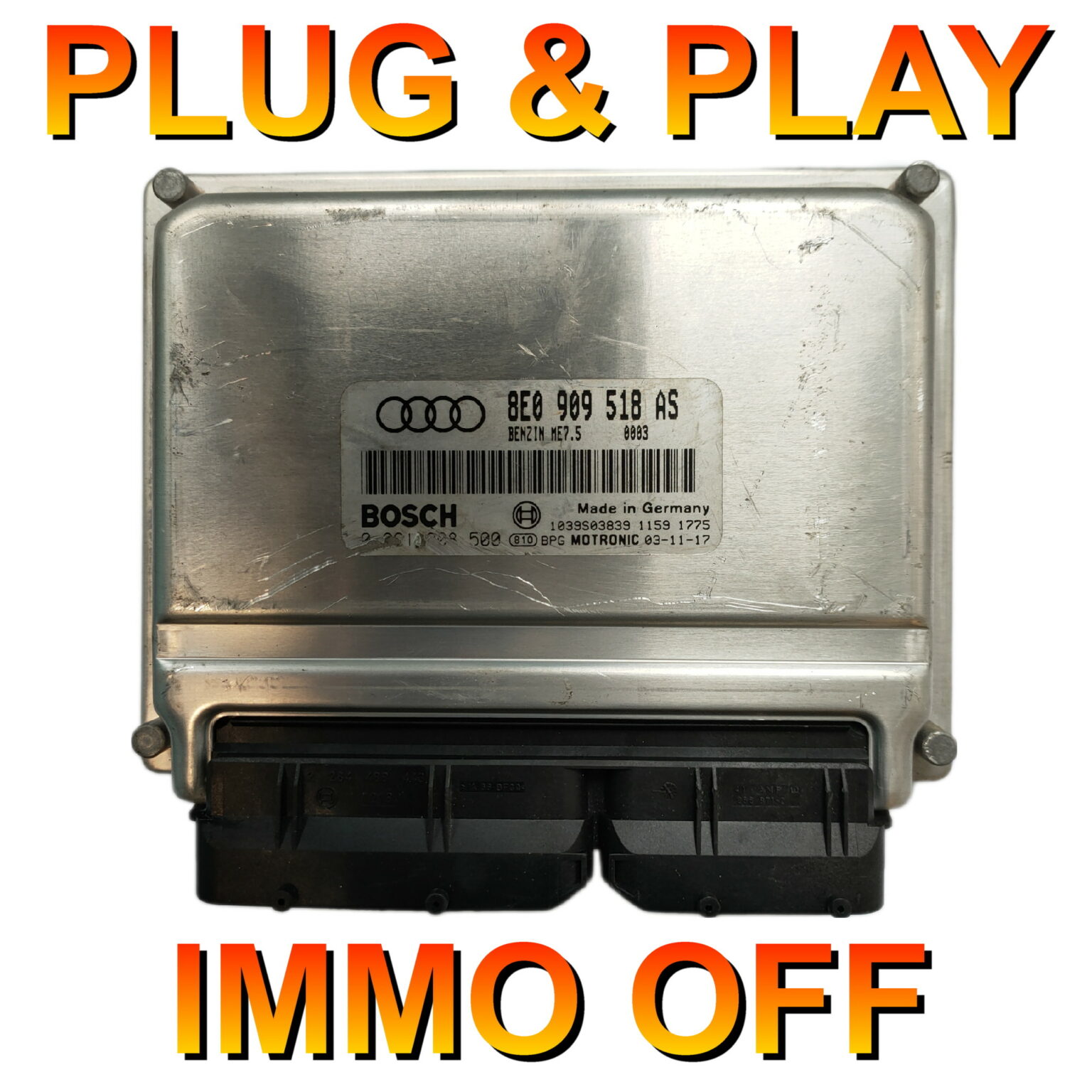 Audi A4 ECU Bosch 0261208500 | 8E0909518AS | ME7.5 | Plug+Play Immo off ...