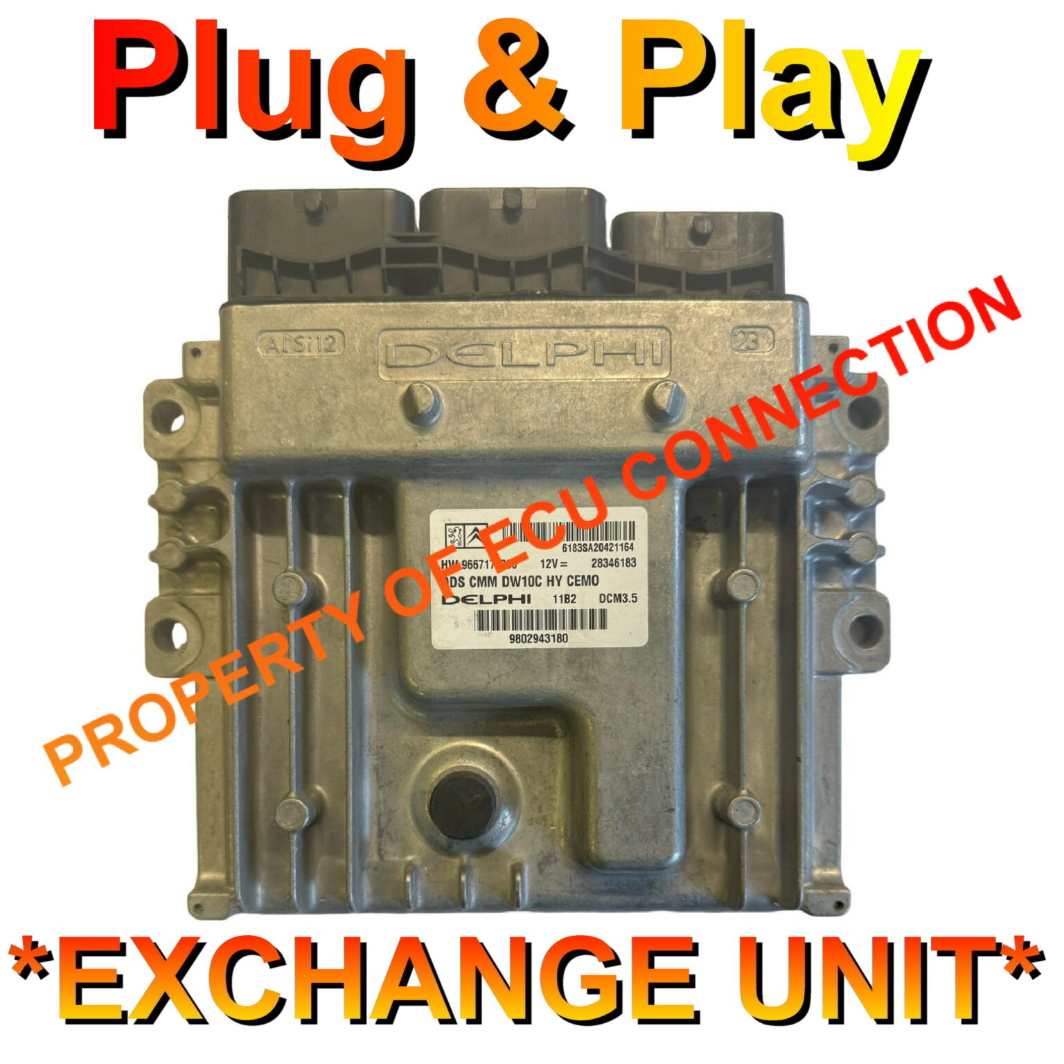 Peugeot Citroen Delphi ECU | HW9667175380 | 9802943180 | DCM3.5 | Plug ...