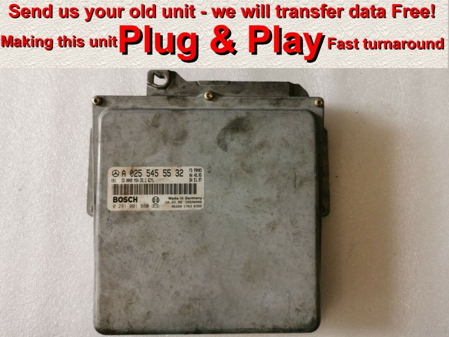 Mercedes E Class ECU Bosch 0281001880 | A0255455532 | Plug+Play ...